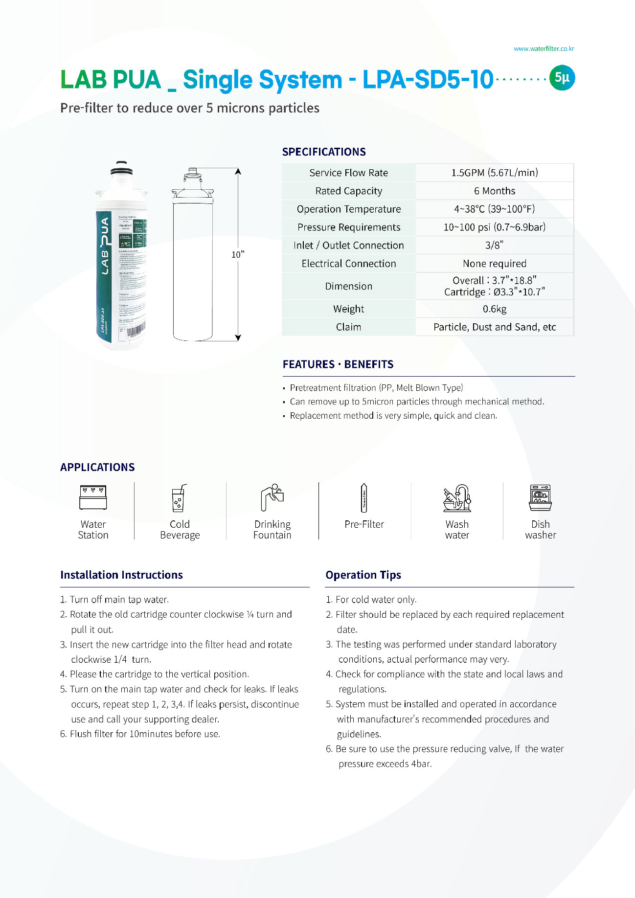 Lab Pua LPA-SD5-10 (10 INCH SEDIMENT 5 MIC) - Lab Pua